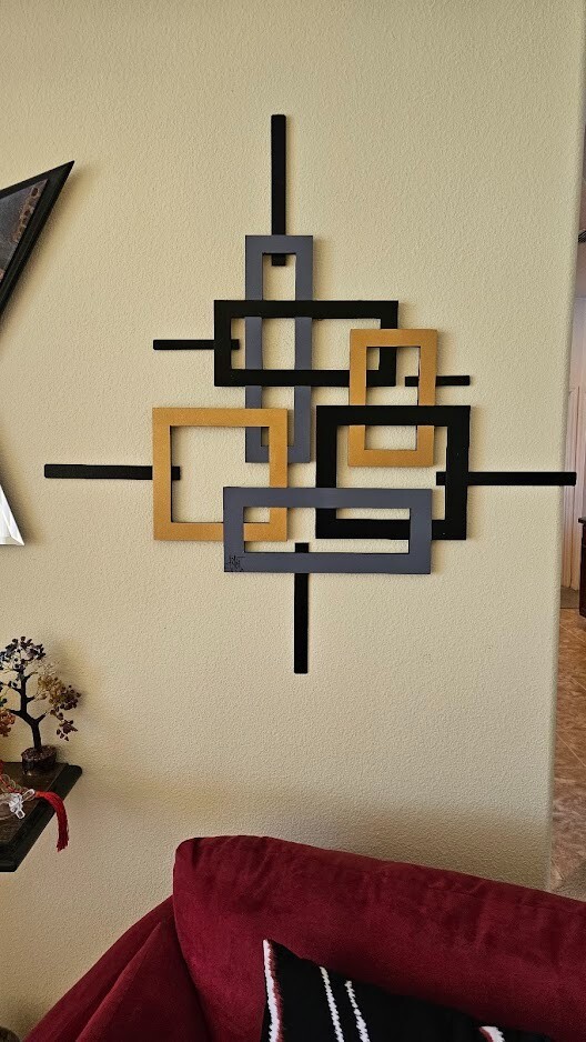Square Wall Sculpture, Wood sculpture, faux frame Wall art, 38x37 ...