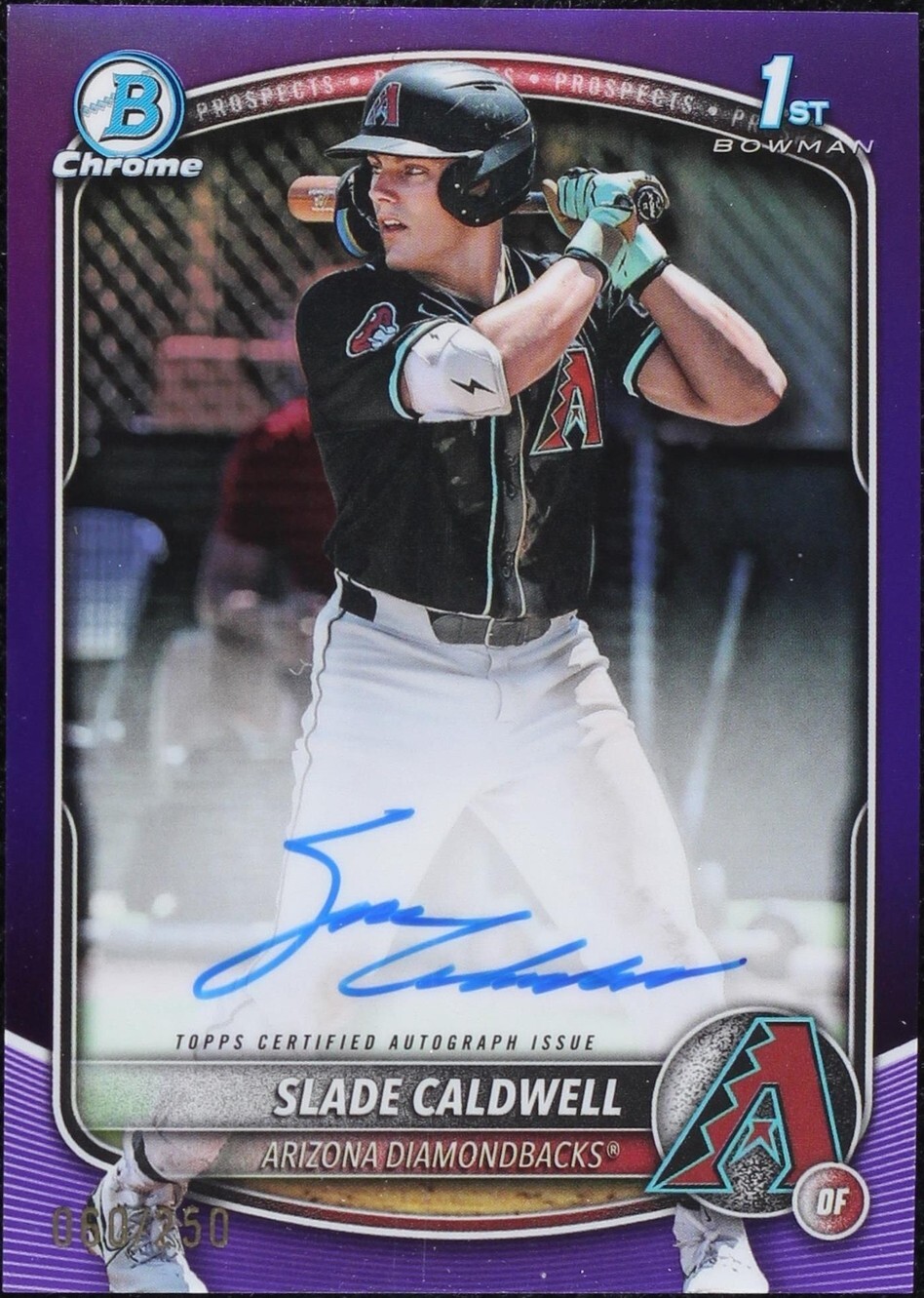 2025 Bowman - Chrome Prospect Autographs Slade Caldwell #CPA-SC Purple ...