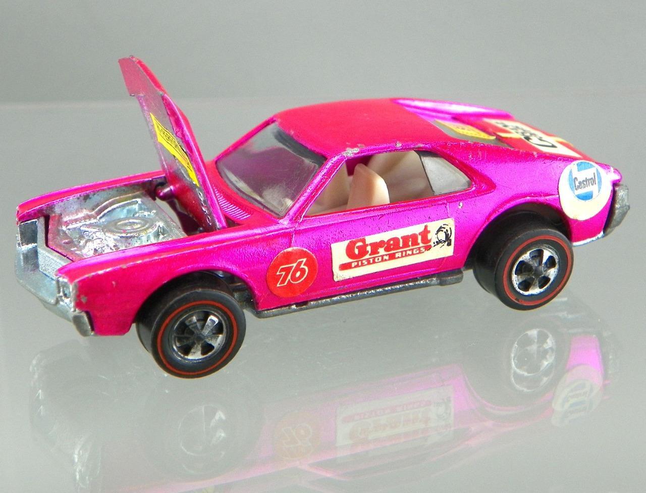 Vintage 1968 Hot Wheels Diecast 1/64 Redline Custom AMX Hot Pink VG-NM ...