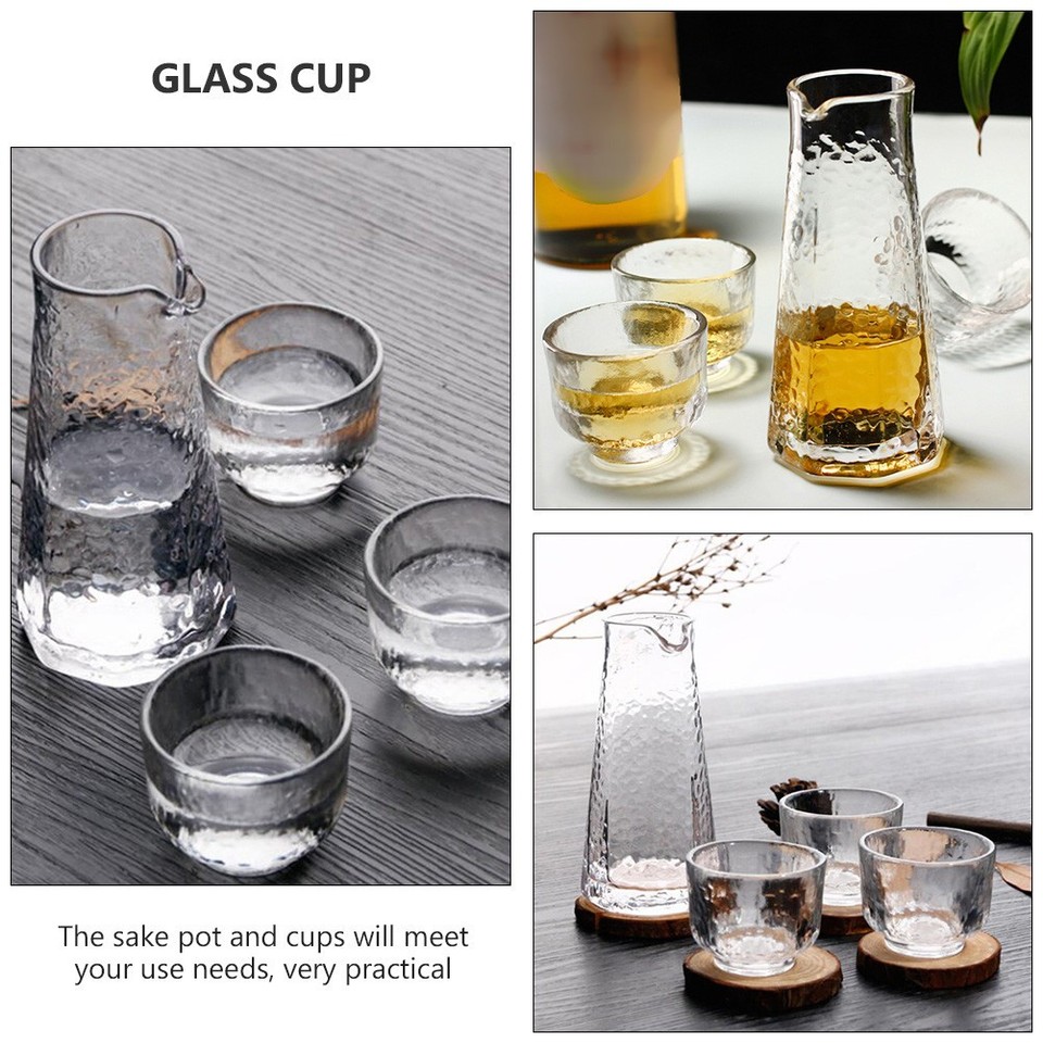 1 Set 4Pcs Japanese Style Glass Sake Cups Practical Glass Sake Pot ...