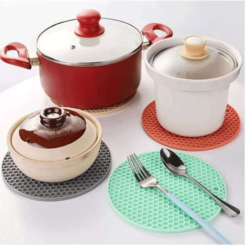 Table Mat Non-Slip Silicone Pot Holders Coaster Bowl Mat Heat Resistant ...