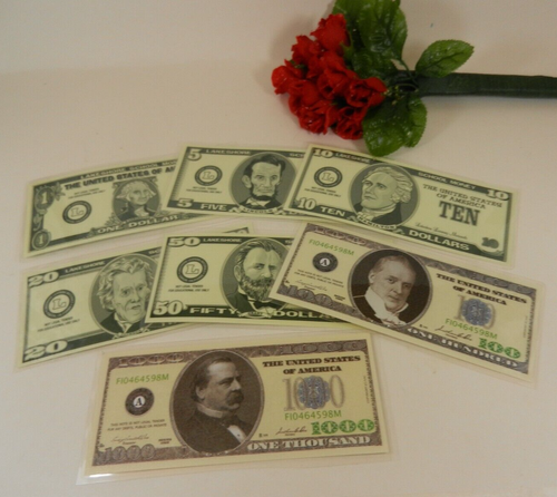 EDUCATIONAL LAKESHORE SCHOOL PAPER MONEY $1, $5, $10, $20 $50, $100 ...