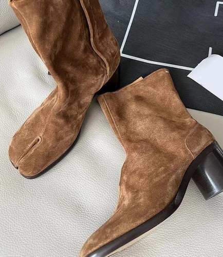 Womens Tabi Split Toe Ankle Boots Leather Fall Winter Block Heels Shoes ...