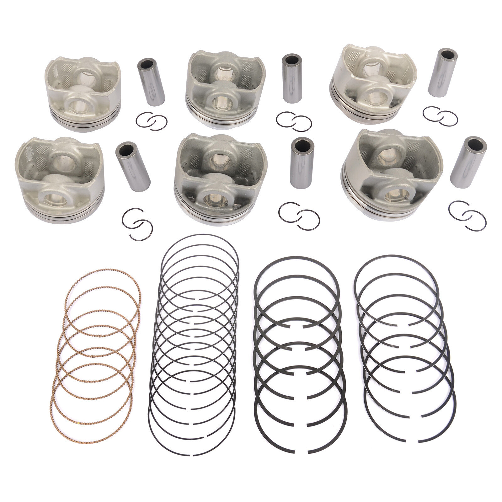 6x Pistons Set Φ84.51mm For Audi A4 A5 A6 A7 A8 Q5 Q7 3.0L V6 ...