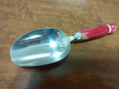 Vintage Level Full 1/4 Cup Measuring Scoop Stainless With Red Handle ...