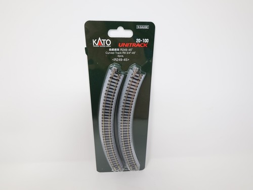 KATO 20-100 N Scale, Unitrack 9 3/4" R Curve 45° Track (4 pcs), Code 80 ...