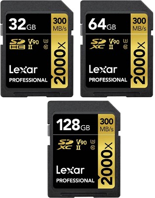Lexar SD Professional UHS-II U3 2000X 300MB/s Flash Memory Card 64GB ...