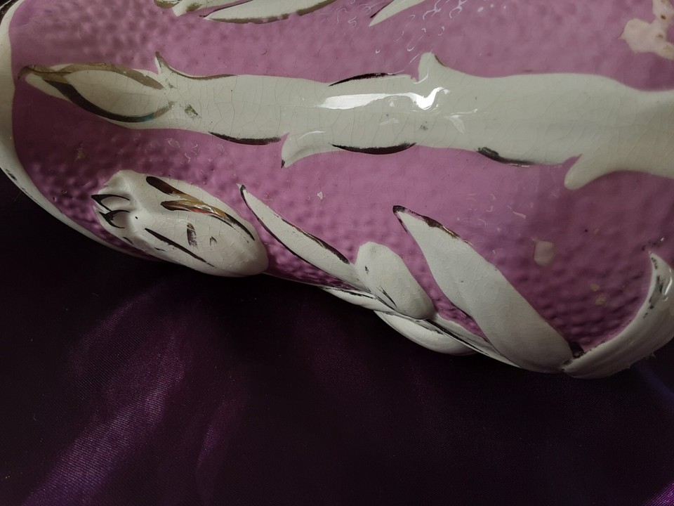 VICTORIAN STAFFORDSHIRE DUDSON STYLE PINK TULIP HIGH RELIEF JUG PITCHER ...