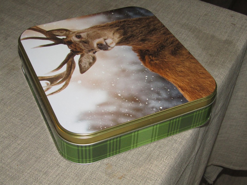 500g Biscuit Tin Collectible Empty Storage Box with Stag Deer Picture ...