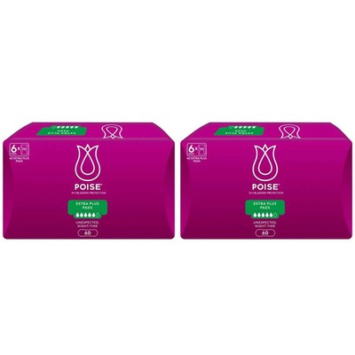 Poise Extra Plus Pads 2 x 60 Pack | eBay Australia