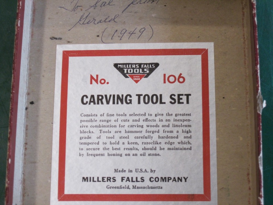 MILLERS FALLS CARVING TOOL SET NO. 106 (1949) | eBay