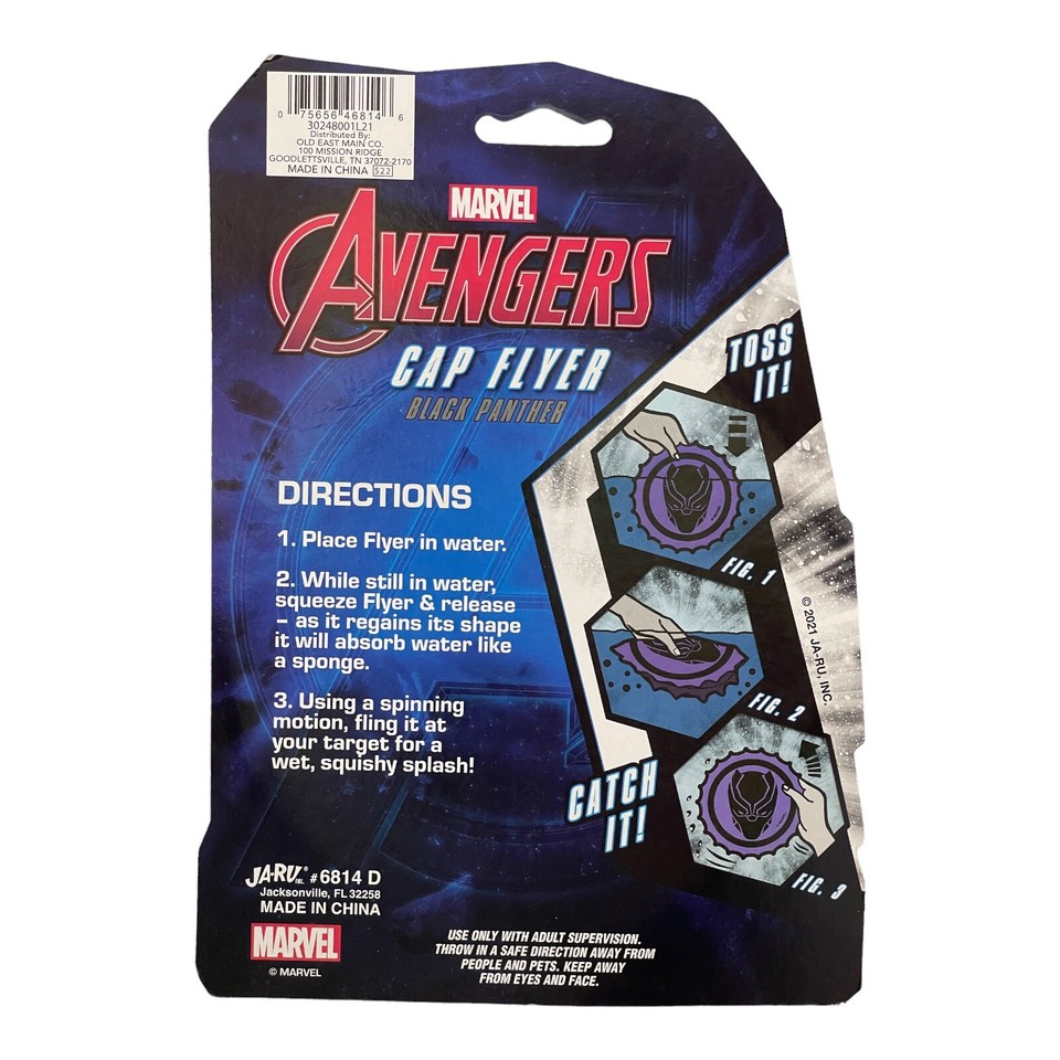 Black Panther Cap Flyer Marvel Avenger’s Soak and Throw Water Frisbee ...