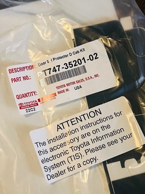 (1) OEM Toyota Tacoma Door Sill Protectors DOUBLE CAB 2016-2022 PT747 ...