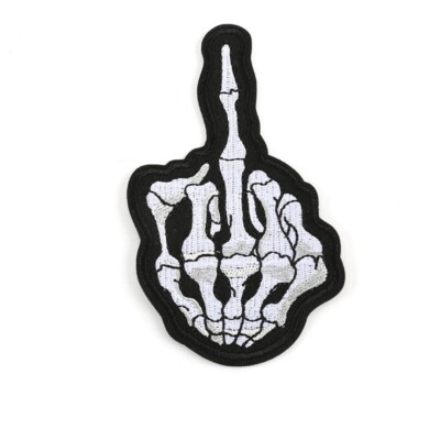 Skeleton Middle Finger, Flip Off Skull Hand SEW Iron On Patch 3700 | eBay