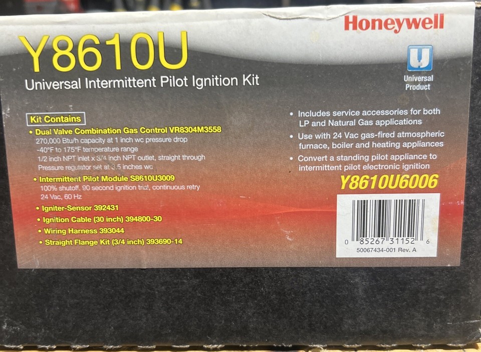 NEW HONEYWELL Y8610U6006 UNIVERSAL INTERMITTENT PILOT IGNITION KIT ...