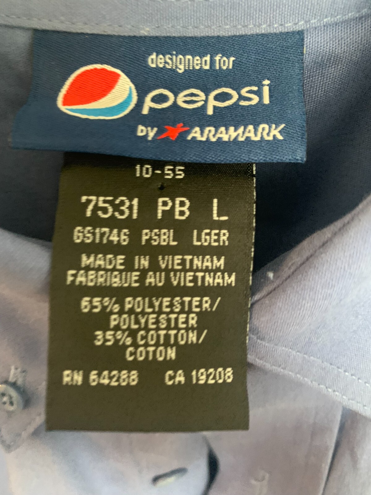PEPSI Aramark Work Shirt Uniform Employee Long Sleeve… - Gem