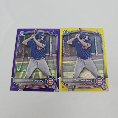 2025 TOPPS BOWMAN JONATHON LONG 1ST PURPLE LAVA, YELLOW MOSAIC 2LOT ...