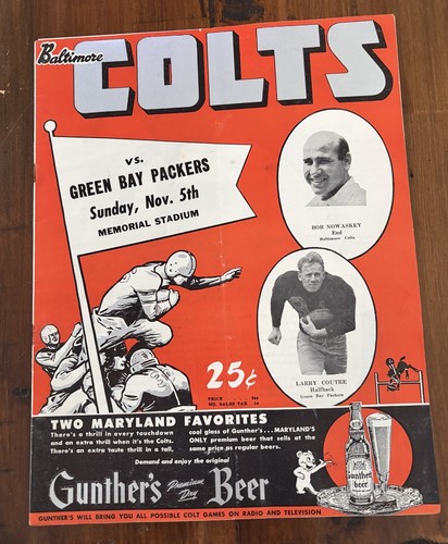 Vintage Green Bay Packers vs Baltimore Colts Nov, 5, 1950 game program ...