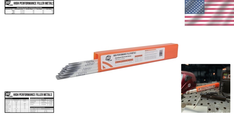 Aluminum E4043 Stick Electrode 3/32 x 14 in Industrial Welders 1 lb | eBay