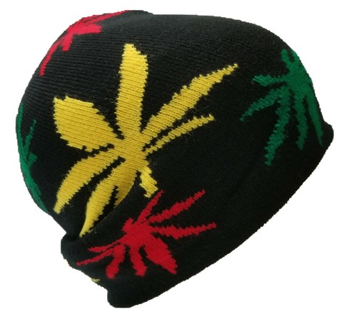 Black Rasta Weed Leaf Pot Cannabis Marijuana Tam Beanie Beanies Cap Hat ...