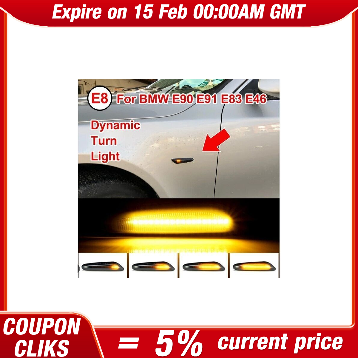 2X Dynamic LED Side Indicator light Turn Signal For BMW E90 E91 E92 E60 ...