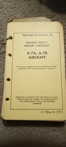 NATOPS CORSAIR A 7 Pilot 's Pocket Checklist - 1975 Vietnam Era | eBay