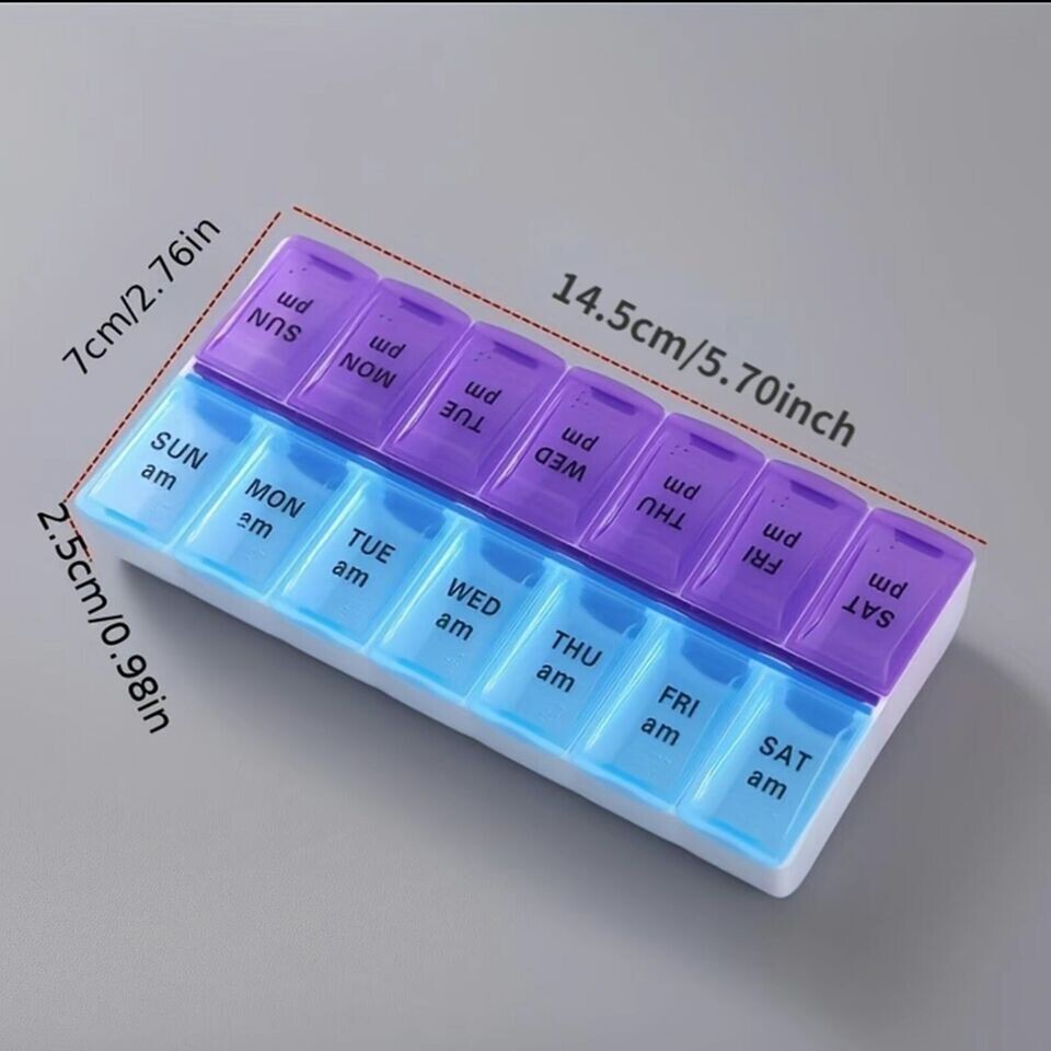 Weekly Pill Box 14 Compartment Tablet Organiser Medicine Storage ...