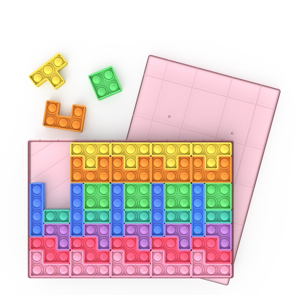 Game Board Popit Fidget 40pcs Puzzle Blocks Push Bubbles Pop Toy - 13.5 ...