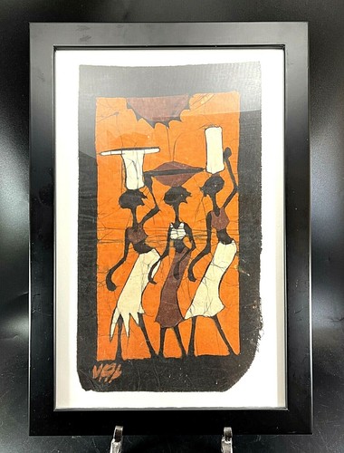 #1 African Folk Art Tribal African Batik Fabric Art Signed LL VAL | eBay