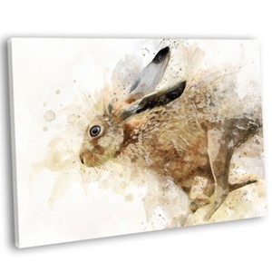 Running Hare - Watercolour Style Canvas Print Framed Wall Art Picture ...