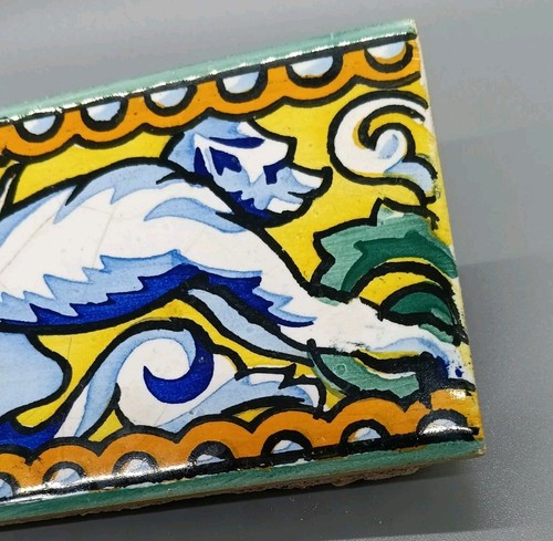 Hand Painted Ceramic Tile Monkey Rare Majolica Original Decor Feature ...