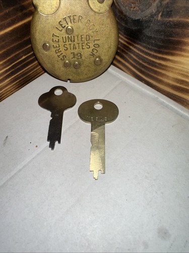 USPS Post Office Vintage Brass Street Letter Box Lock Aftermarket Key ...