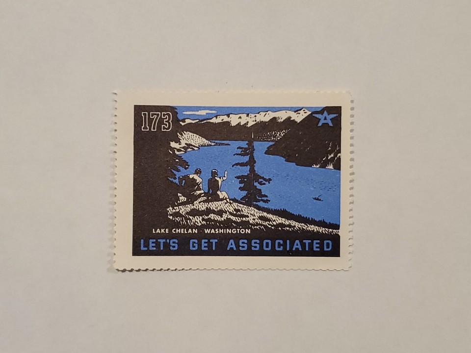 #173 Lake Chelan, Washington - Let’s Get Associated - 1938 Poster Stamp ...