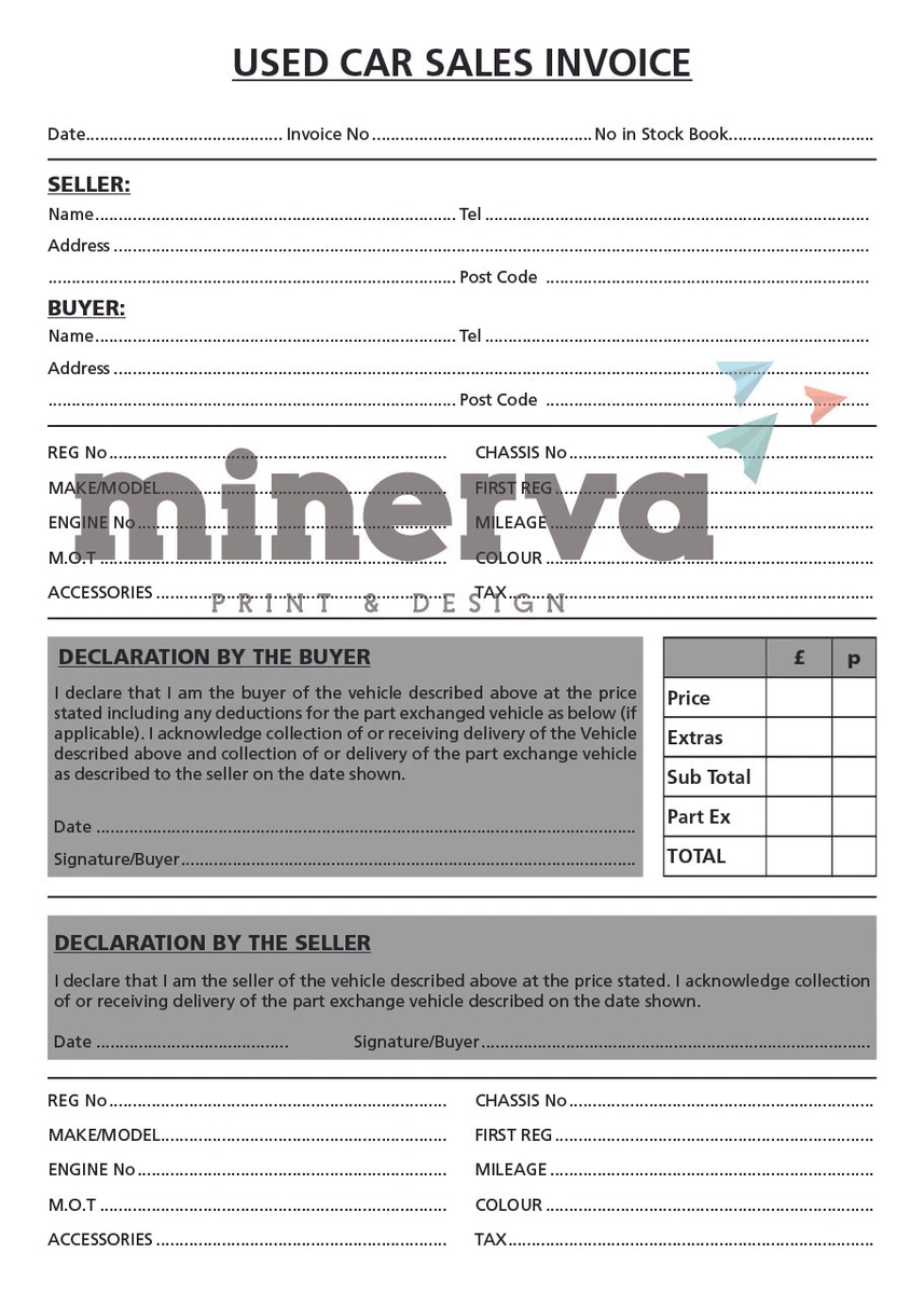 Used Car Sales Invoice