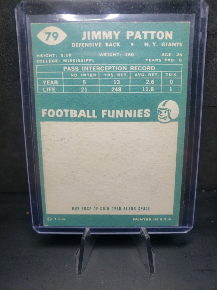 1960 TOPPS #79 JIMMY PATTON NY GIANTS NEAR MINT | eBay