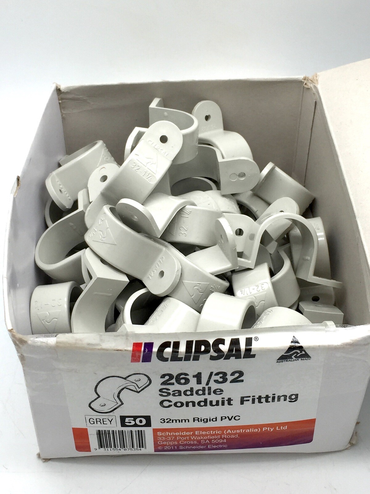 Clipsal 261/32 Saddle Conduit Fitting 32mm Screwed Lock Ring PVC Grey ...