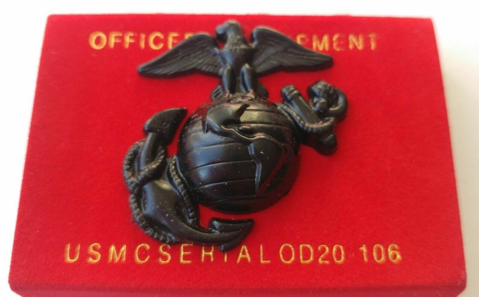 US Marine Corps Left Cap Black Emblem WW 2 USMC Lapel / Hat Pin 1-3/4 ...