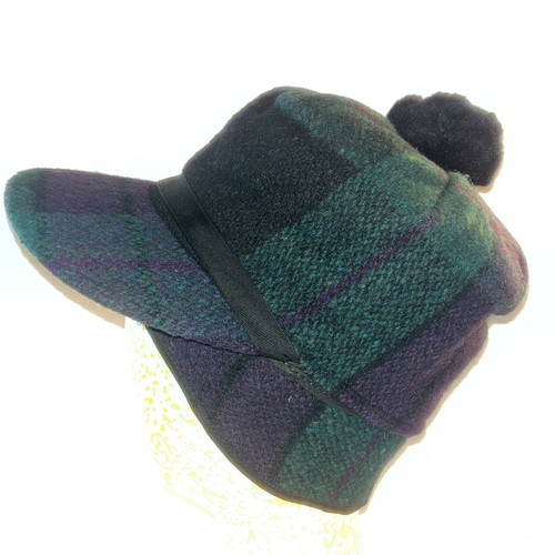 VTG American Outdoorsman Wool Buffalo Plaid Pom Pom Trapper Ear Flap ...