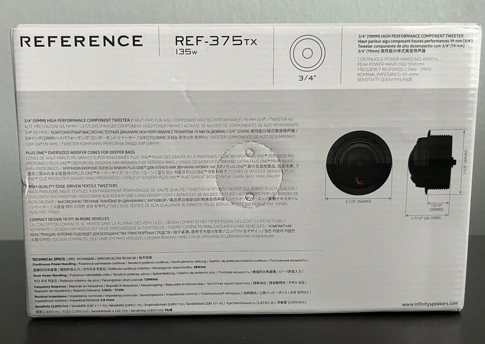 Infinity Reference REF-375TX 135 Watt .75" Tweeter Passive Crossovers 3 ...