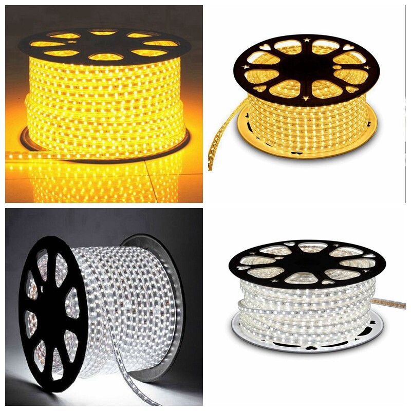 220V IP65 Waterproof Single Color 100m/roll 5050 LED Strip Light Home ...