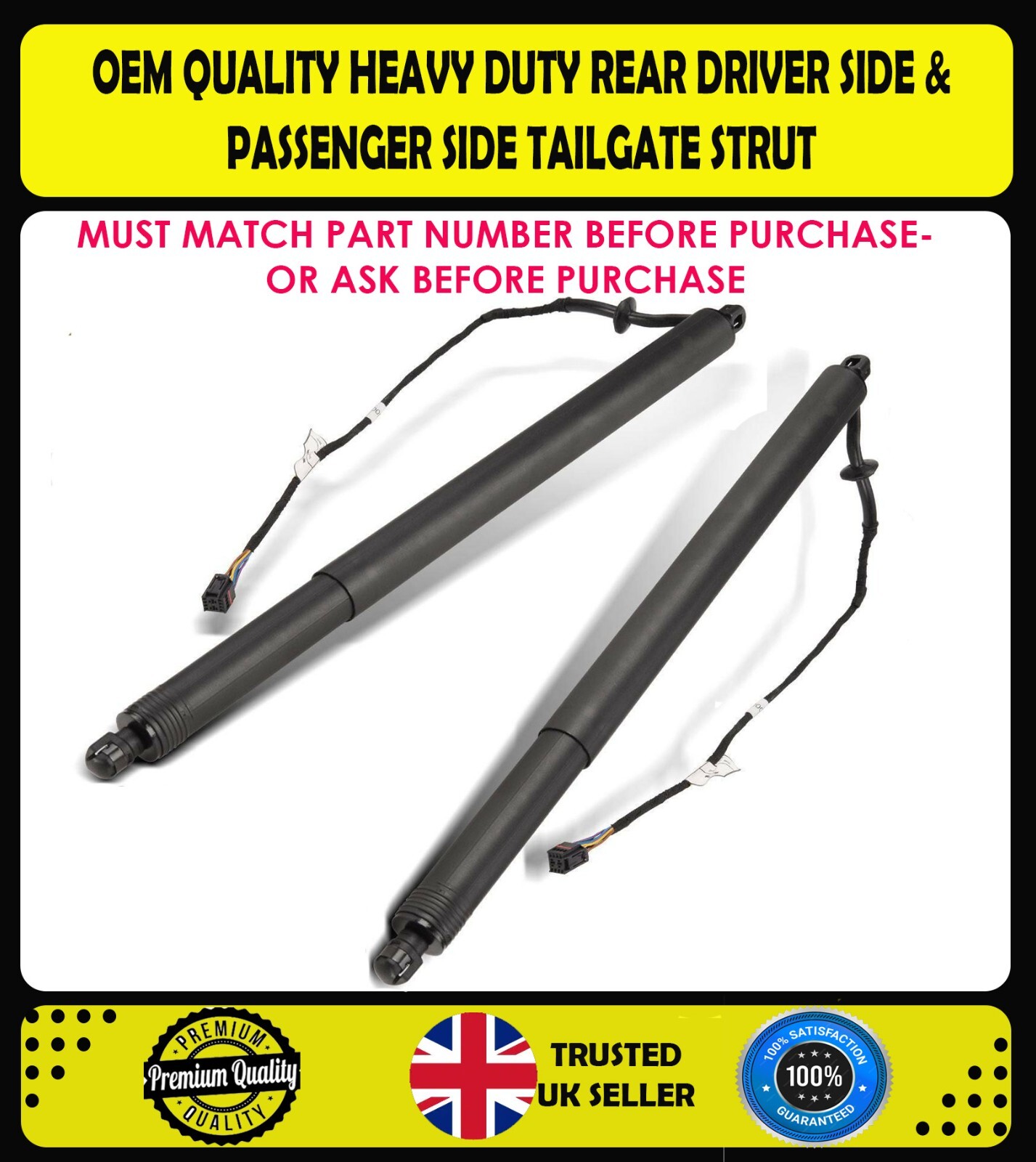 X2 ELECTRIC SPINDLE TAILGATE STRUT LH & RH FOR DISCOVERY V SPORT 14-23 ...