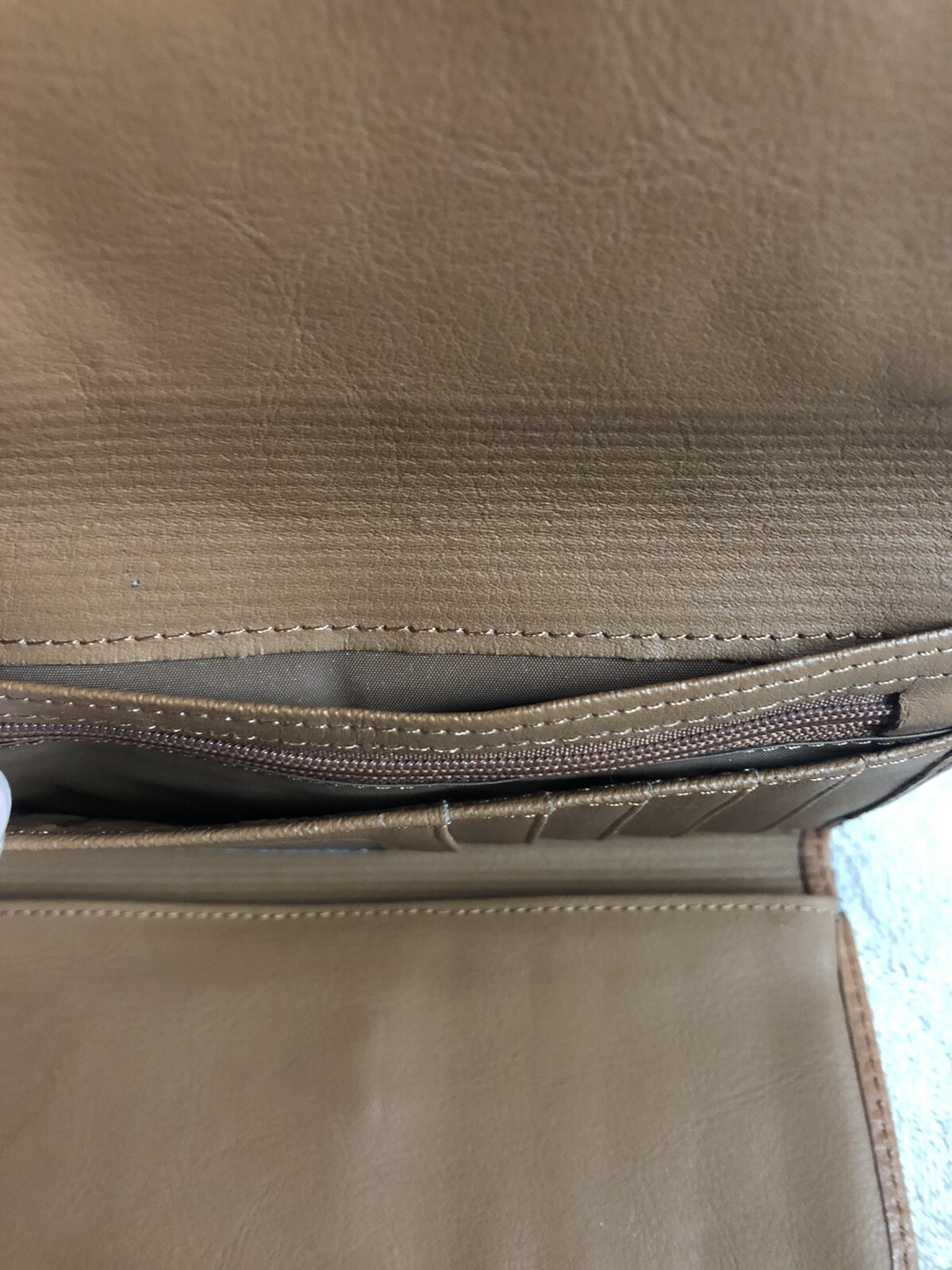 ROLFS Wallet Tri-Fold Checkbook Camel Brown Leather Clutch | eBay