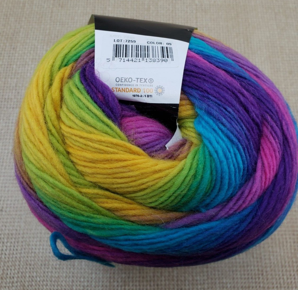 Hobbii Fandango Merino Wool Polyamide Color Changing Yarn, 09 Rainbow ...