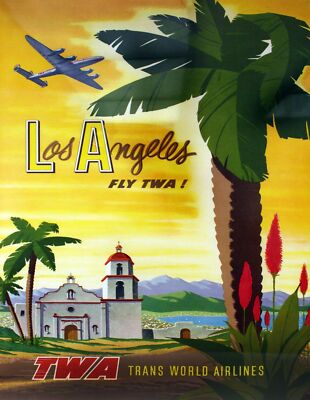 3428.Los Angeles Transworld Travel POSTER.Home Room Office Wall art ...