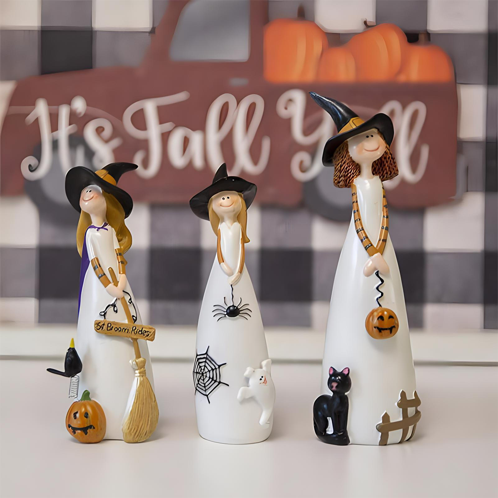 1 Piece Witch Statues Halloween Decorations, Cute Party and Home Decor ...