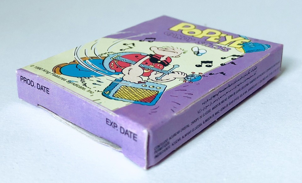 Vintage 1990 World’s POPEYE Candy Cigarettes Box GUITAR bubble ...