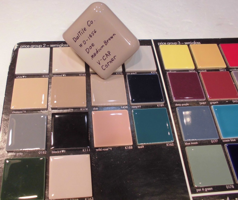 1 pc. Medium Brown - Doe: V Cap Corner Ceramic Trim Tile Counter Edging ...