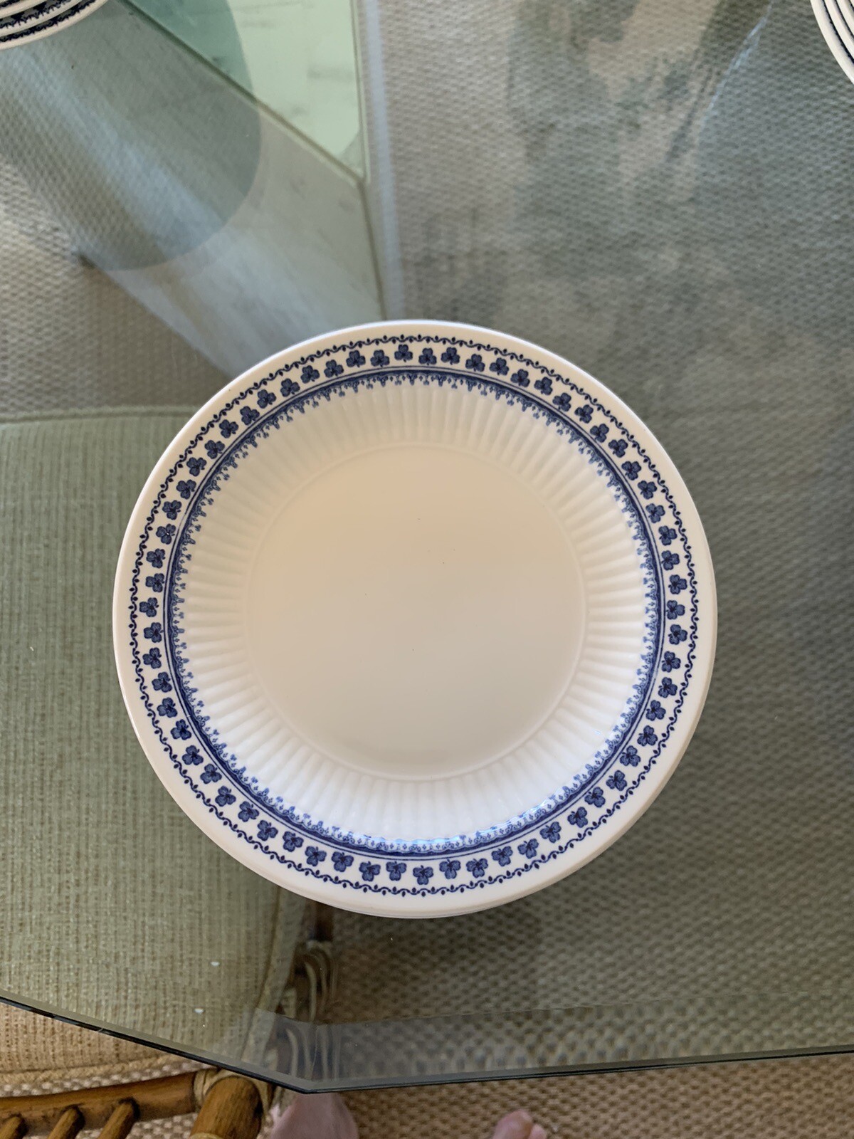 Adams Brentwood BREAD PLATE Set of 17 English Ironstone Blue Shamrocks ...