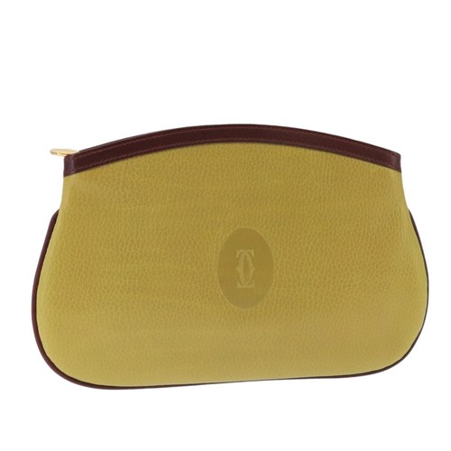 CARTIER Pouch Leather Yellow Gold Auth 101437 | eBay