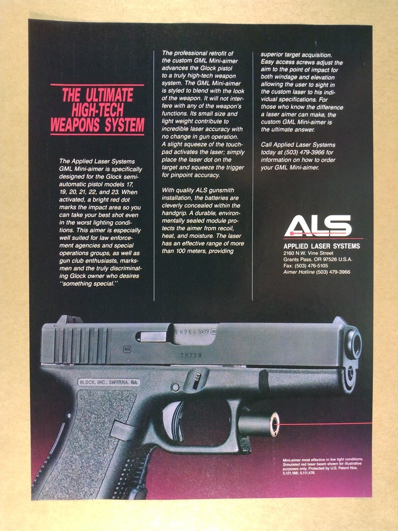 1994 ALS GML Mini-aimer for Glock Pistols vintage print Ad | eBay